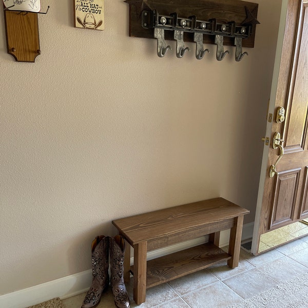 Lancaster Harvest Bench With Shelf - Etsy