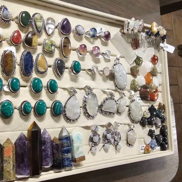 Assorted Gemstone Rings Jewelry, Assorted Crystal Handmade Ring for ...