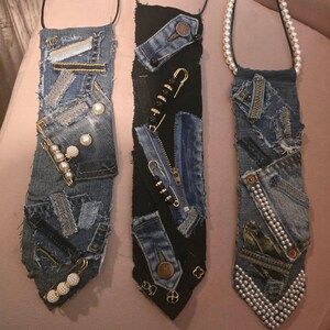 Denim “levi’s” Camouflage Patchwork Necktie Necklace - Etsy