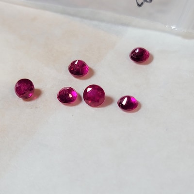 Loose Round Faceted Ruby With Visible Inclusions, Lab Created Ruby ...