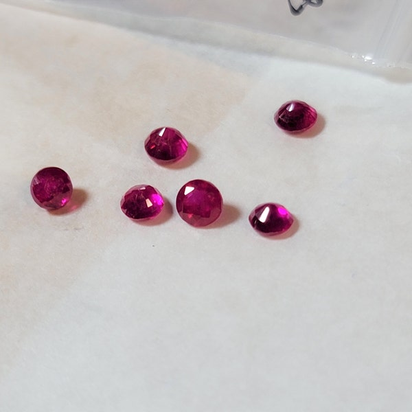 Loose Round Faceted Ruby With Visible Inclusions, Lab Created Ruby ...