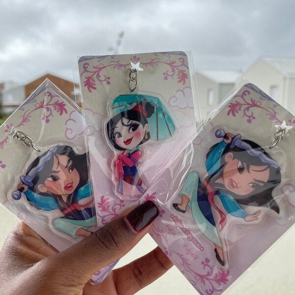 Keychains Disney Princesses Acrylic Charms Cute Gifts Heroines Ariel ...