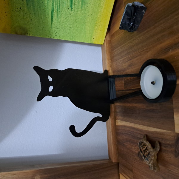 Kealite Black Cat/yule Cat Shadow Caster (tealight Candle Sold ...