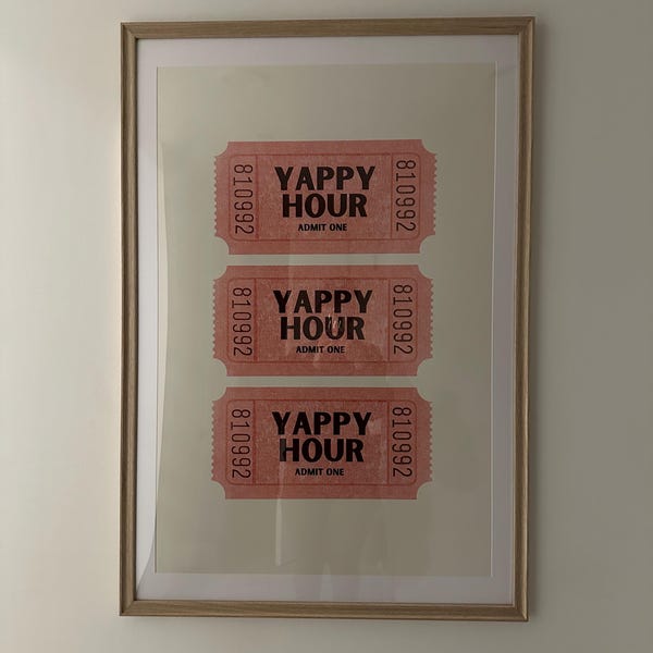 Yappy Hour Print, Happy Hour Bar Cart Wall Art Original Retro Cocktail ...