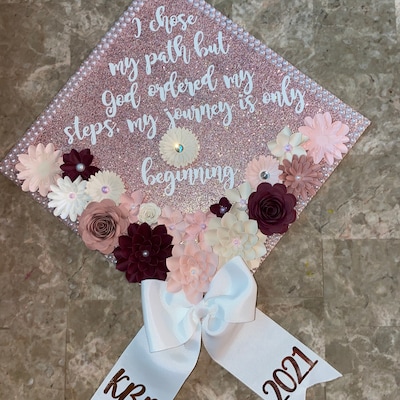 Graduation Cap Toppers/ Flower Graduation Cap/ Glitter Graduation Cap ...