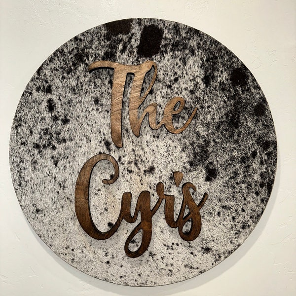 Cowhide Home Decor, Western Style Sign, Cowhide Round Sign, Western ...