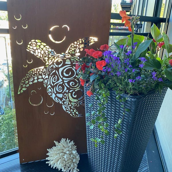 Turtle Art Screen or Panel | Metal Privacy Screens | Turtle Metal Wall ...