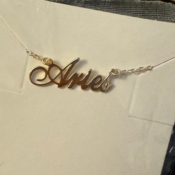 Aries Necklace With 4 Font Styles, Aries Zodiac Sign Necklace, Aries ...