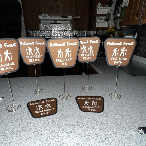 National Forest Hiking Trail Signs Camping Birthday Decor One Happy ...