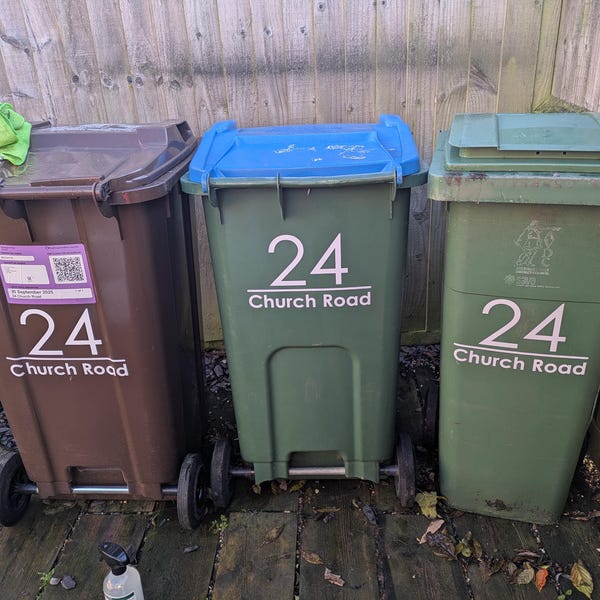 Custom Wheelie Bin Stickers | House Number & Address Vinyl Bin Numbers ...