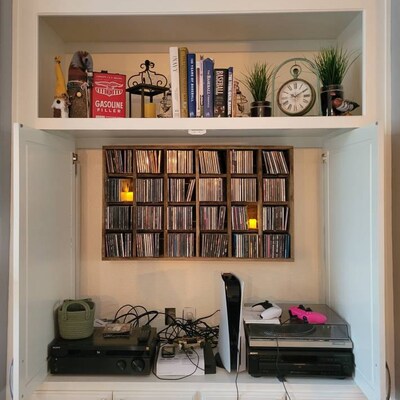 Music CD Storage Holder Cubby Shelves Fit Cds Reclaimed Wood Decor ...