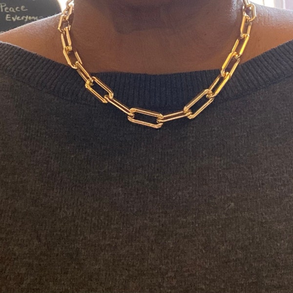 18K Gold Filled Large Paperclip Chain, Extra Chunky Link Necklace, Gold ...