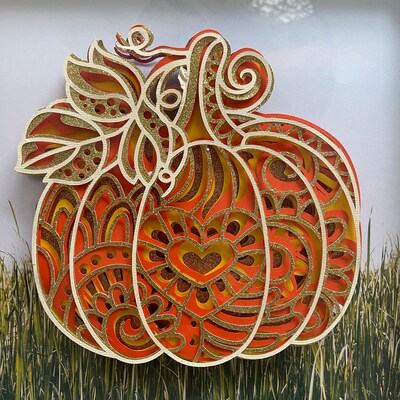Magic Pumpkin Heart Decor 3D Mandala SVG Files, Svg Papercut for ...
