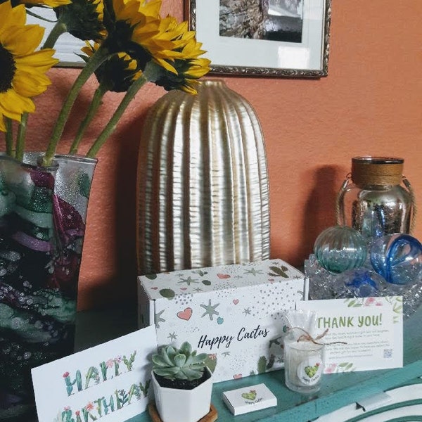 Happy Bday Cacti Gift Box - Live Succulent - Personalized Birthday Card ...