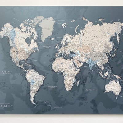 Printable World Map Push Pin World Map Digital File Canvas - Etsy