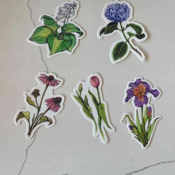 Blue Hydrangea Vinyl Sticker, Cottage Core Stickers for Laptop, Plant ...