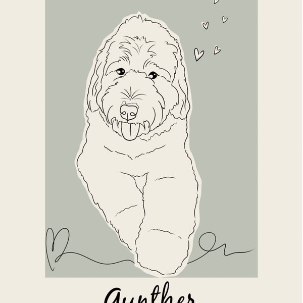 Custom Pet Portrait, Custom Line Art, Dog Memorial Portrait ...