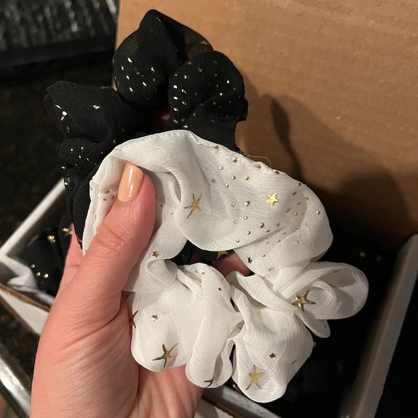 Star Scrunchies | Gold Star Scrunchie | Chiffon Scrunchie | Star ...
