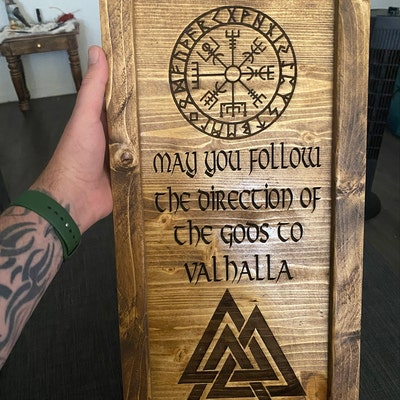 Set of Three, Viking Sign, Collection, Wood Engraved, Norse, Yggdrasil ...