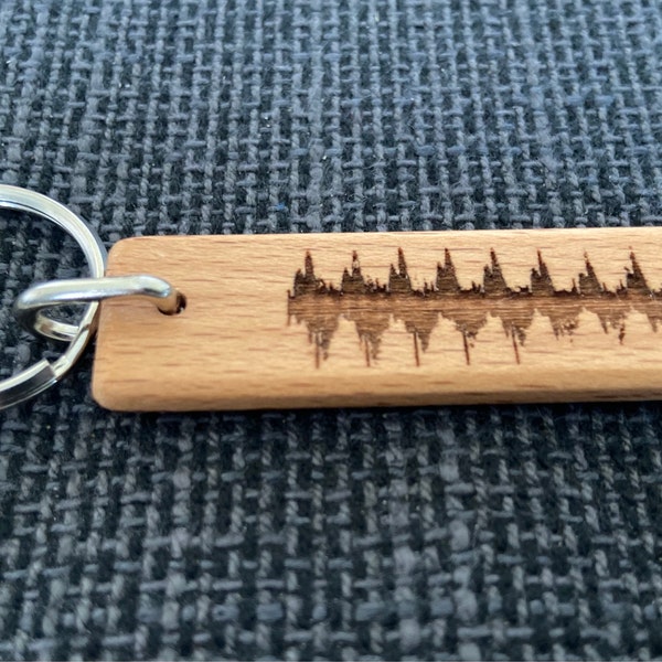 Sound Wave Keychain Wooden Baby Scan Keyring Heartbeat Keychain Wooden ...