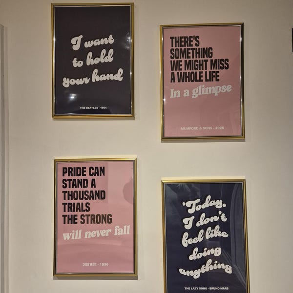 Music Inspired Prints, Song Lyrics Print Bundles, Music Wall Art, Band ...