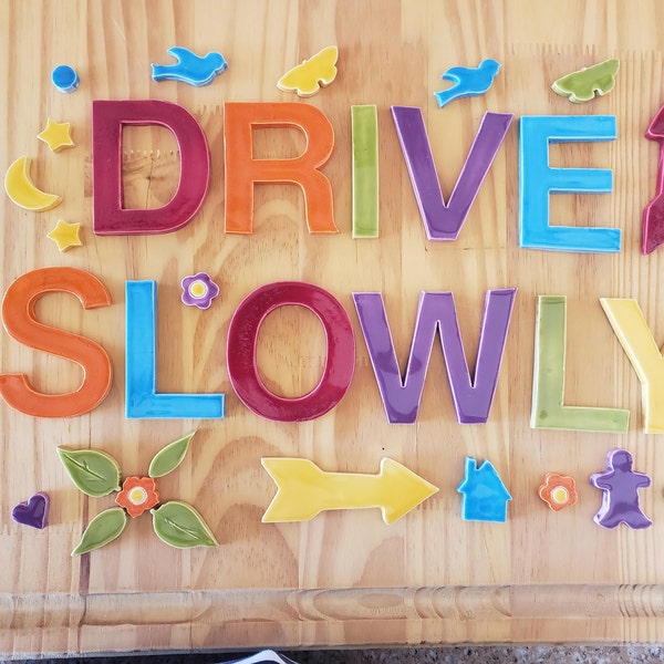 Bright Colorful Glazed Ceramic Letter Tiles 2 1/4" for Mosaics - Etsy