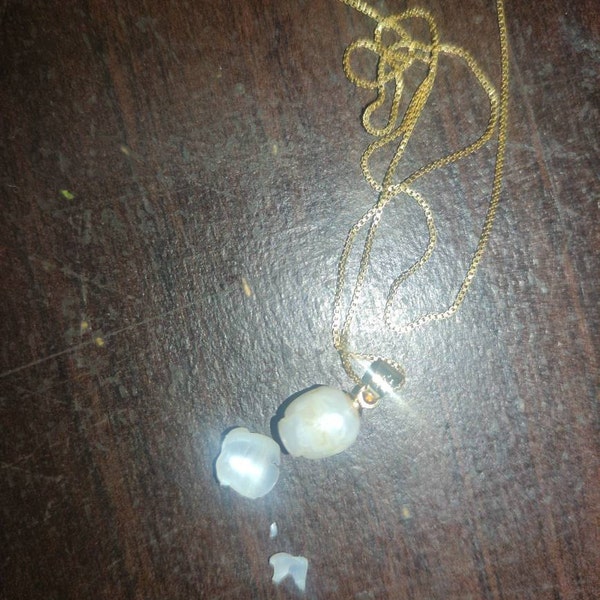 Natural Pearl Necklace • Hand-carved Pearl Skull Necklace•unique Pearl ...