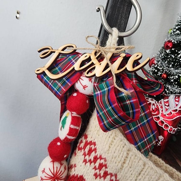 Stocking Name Tags Wooden Personalized Stocking Tag Fragile Nametag ...