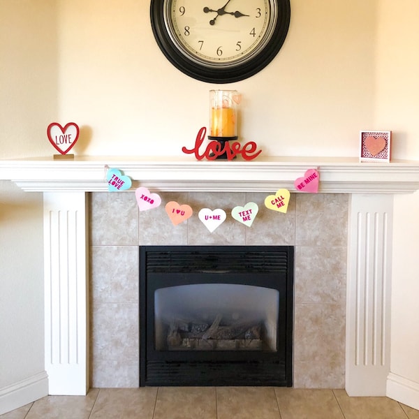 Candy Hearts Garland // Candy Hearts // Heart Garland // Valentine’s ...