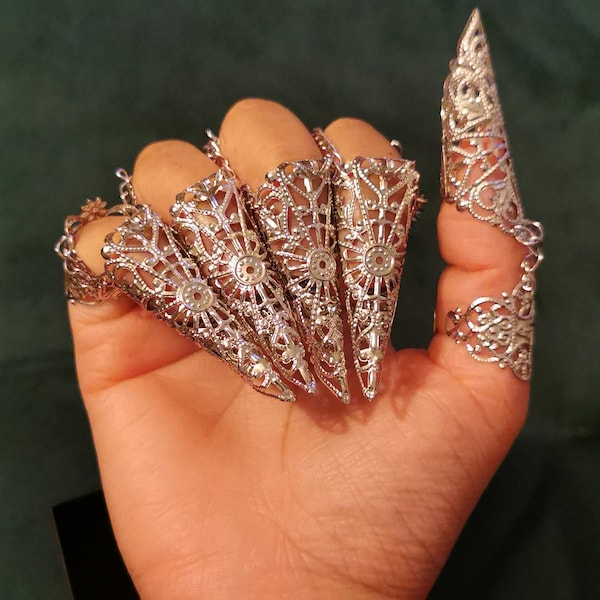 Hand Armor Finger Claws Goth Halloween Gift Claw Rings "kali", Dark ...