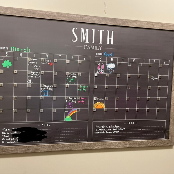 Family Name Decor , Family Name Calendar , 24x36 Calendar , Double ...