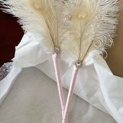 Wedding Ostrich Feather Pen Ivory Feather Pen Wedding Signing Great ...