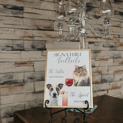 3 Pet Signature Drink Sign, Pet Signature Cocktail Sign, Cat Signature ...