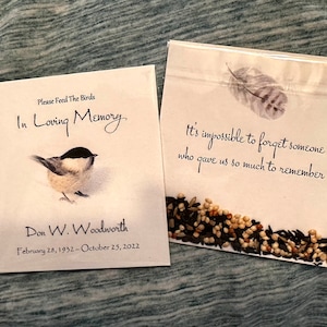 Bird Seed Favors, in Loving Memory, Funeral Favors, Memorial ...