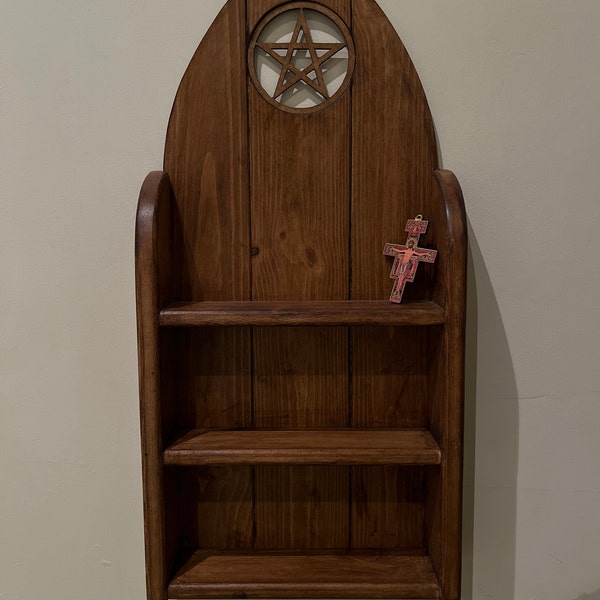 Gothic Arch Shelves With Inset Pentagram. Crystal Display - Etsy