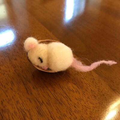 Sleepy Mouse in Walnut Shell Baby Mouse Felted Mouse Fridge Magnet ...