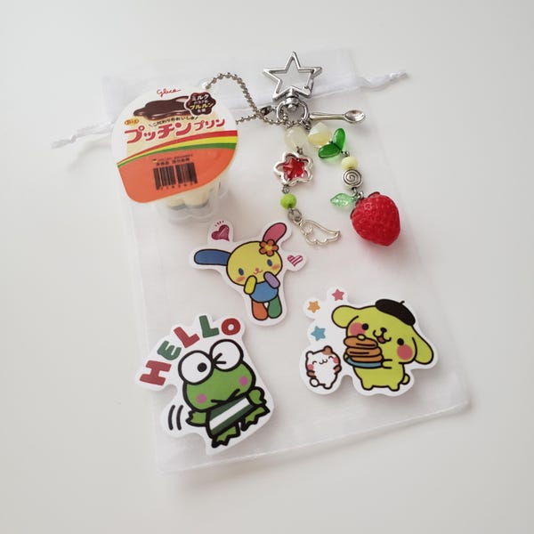 Matching Pudding Keychain: Y2K Beaded Bag Charm, Heisei Retro Accessory ...