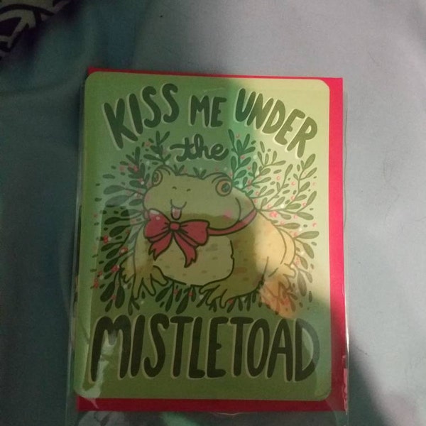 Funny Christmas Card, Mistletoad, Kiss Me Under the Mistletoe, Frog ...