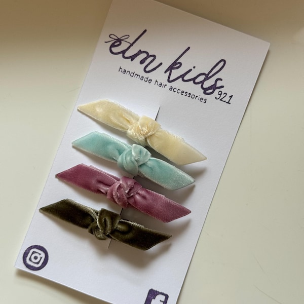 Small Velvet Fully Lined Barrettes, Baby Barrettes, Toddler Barrette ...
