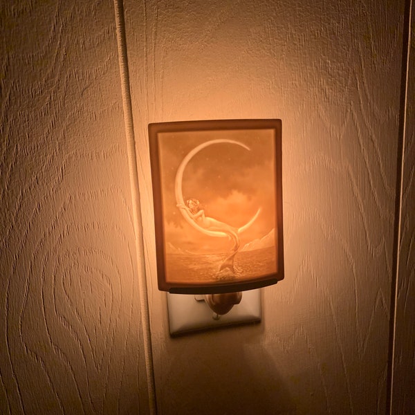 Mermaid Night Light - Porcelain Lithophane "mermaid and the Moon ...