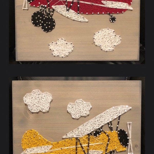 Vintage Airplane String Art Sign, Flight Decor, Plane Nursery, Pilot ...