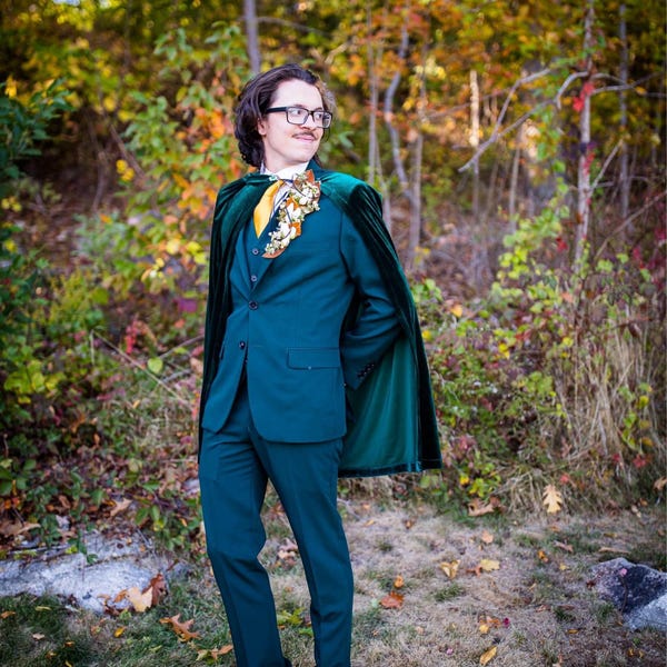 Dark Green Fencing Half-cape, Victorian Velvet Cape, Renaissance ...