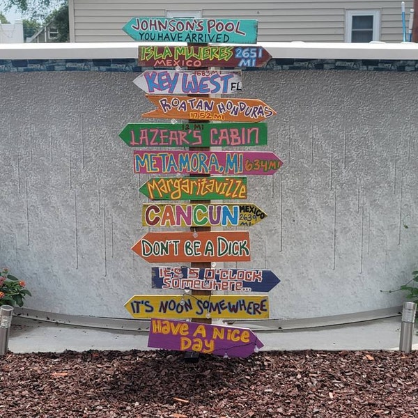 Set of 10 Directional Signs . Beach Signs . Tiki Signs . Custom ...