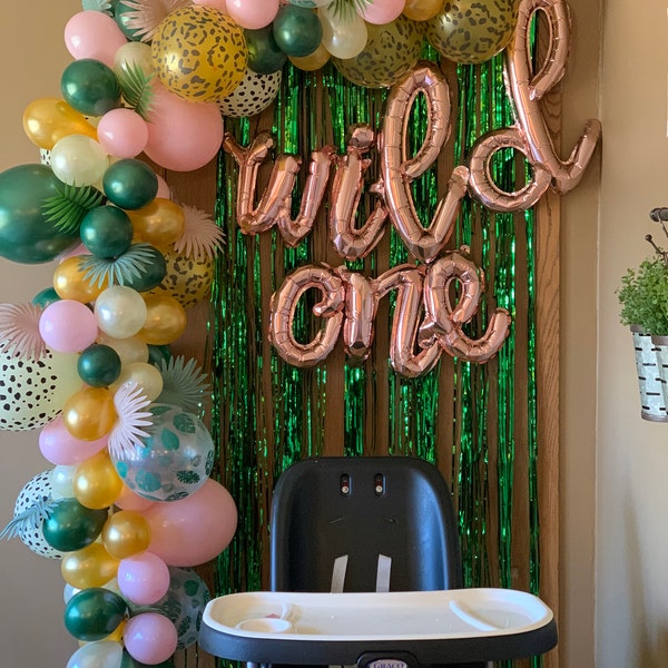 Wild One Gold Script Letter Balloons | Cursive, First Birthday Silver ...