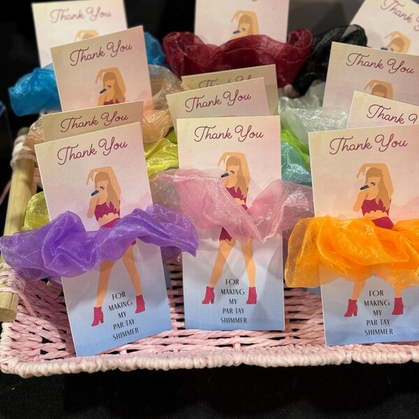 Printable Scrunchie Card Par-tay Favor T Swift Eras Party Theme Purple ...