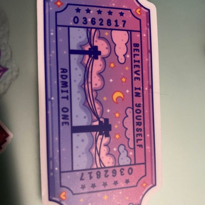 Ticket Cute Aesthetic Vinyl Sticker Valentines Day Stickers, Kawaii ...