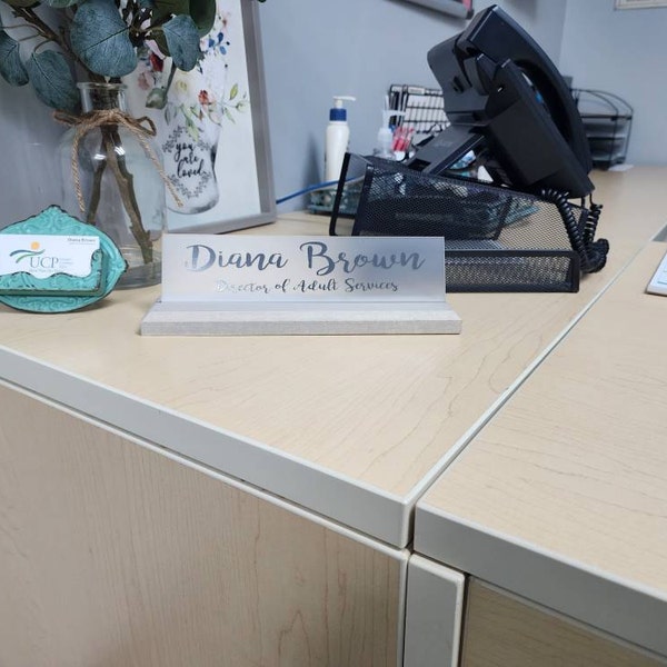 SUN-BLEACHED Rustic Desk Sign Modern Office Unique Name Tag for Desk ...