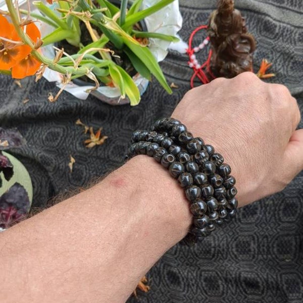 Black Short KALI MALA Sacred Skull Prayer Beads, Hand Carved Natural ...