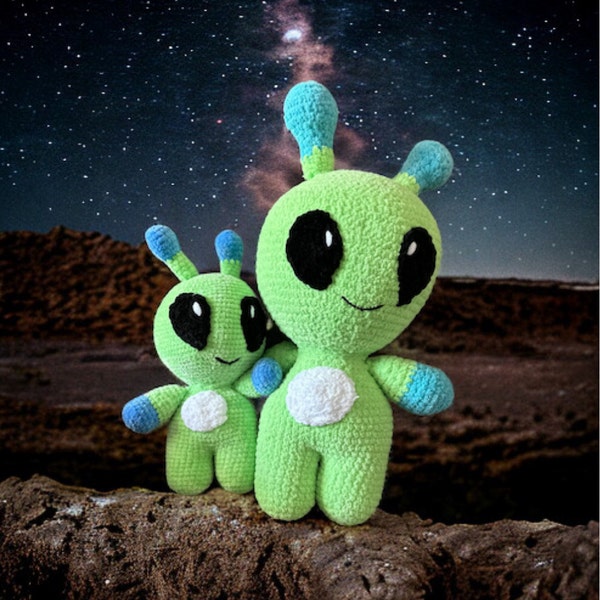 9 Space Crochet Pattern Set , Simple Amigurumi Mini Alien Rocket PDF ...