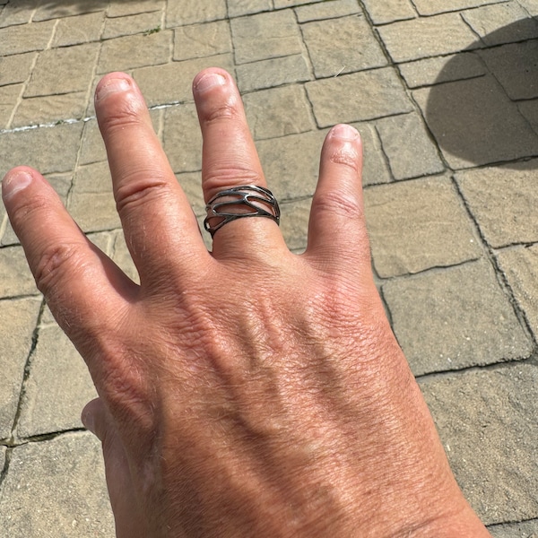 Parametric Design Handmade Sterling Silver Men Brutal Ring, Silver Men ...